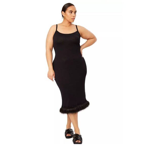 DANIELLE BERNSTEIN | Dresses | Danielle Bernstein Womens Plus 2x Black Sweater Faux Fur Trim ...